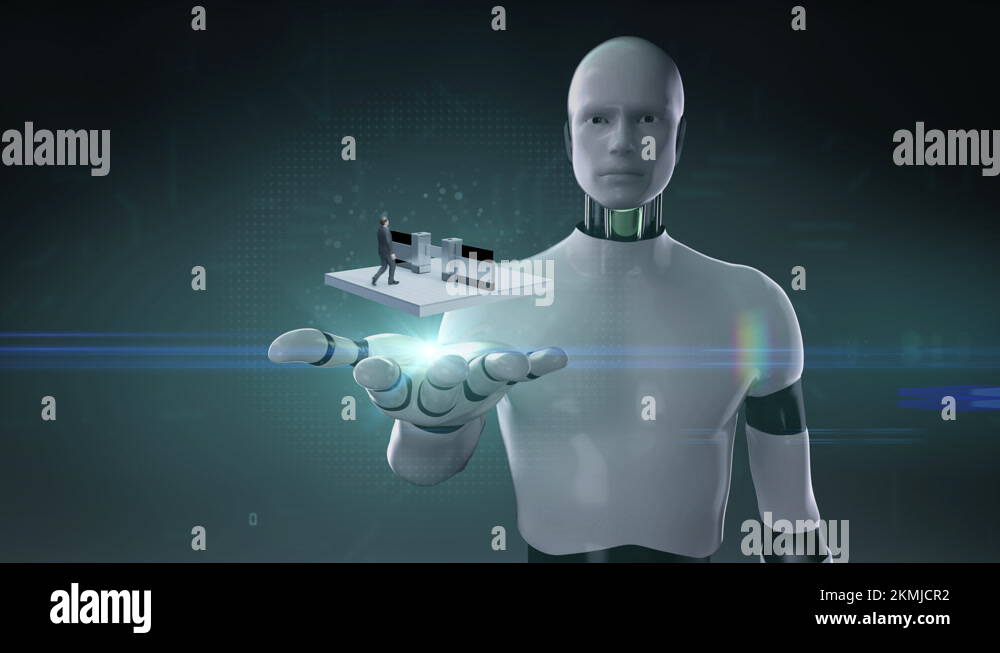 Robot opens palm, A gate that confirms identity by recognizing faces ...