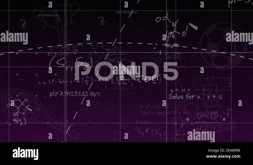 Animation of mathematical drawings and formulas over lights on dark ...