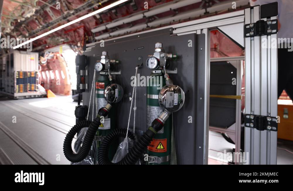 The cabin of the AIRBUS A350 aircraft for flight tests. The internal ...