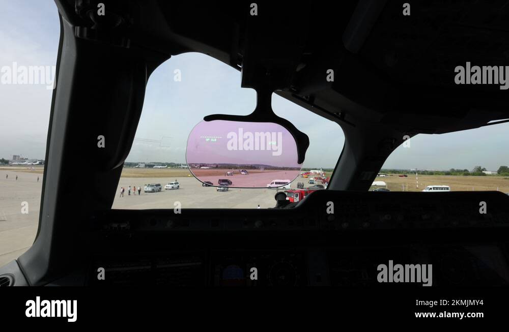 The cockpit of the AIRBUS A350 aircraft for flight tests. The internal ...