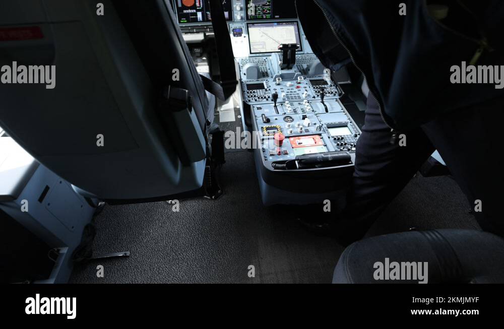The cockpit of the AIRBUS A350 aircraft for flight tests. The internal ...