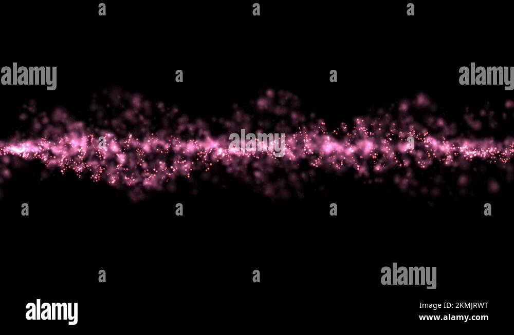 A pink band of sparking light sources with a black background rotating ...