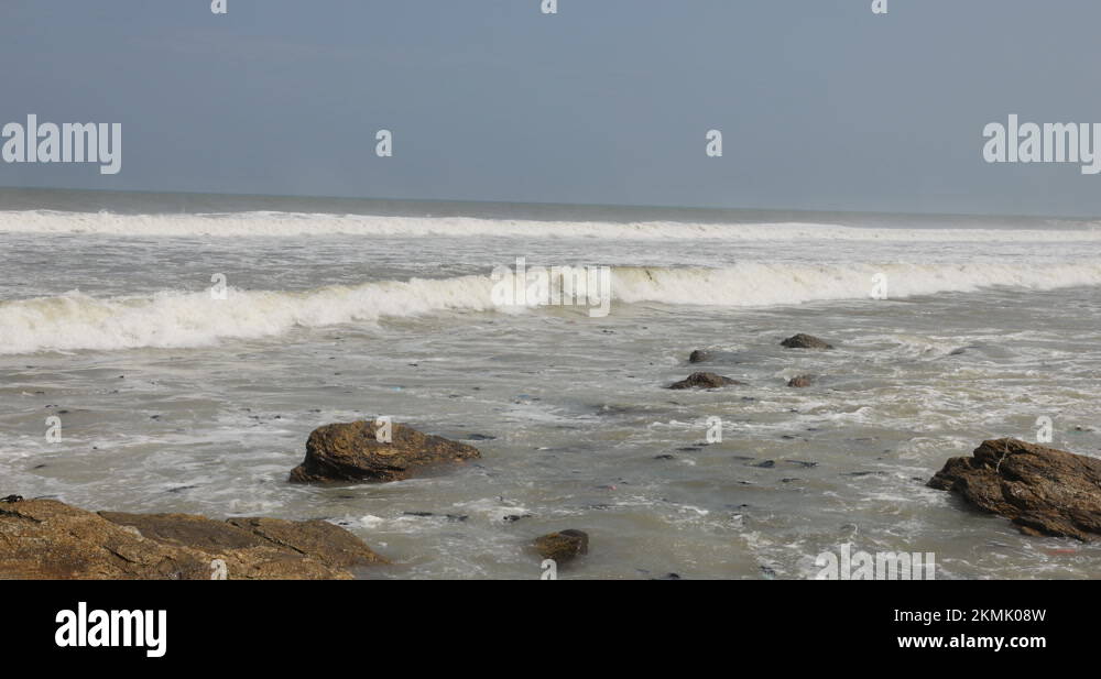 Filthy environment pollution trash beach Accra Ghana Africa pan 4K ...