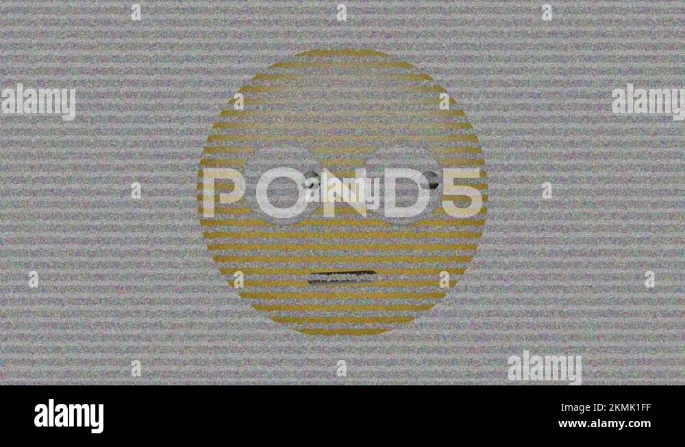 Digital animation of tv static effect over confused face emoji against ...