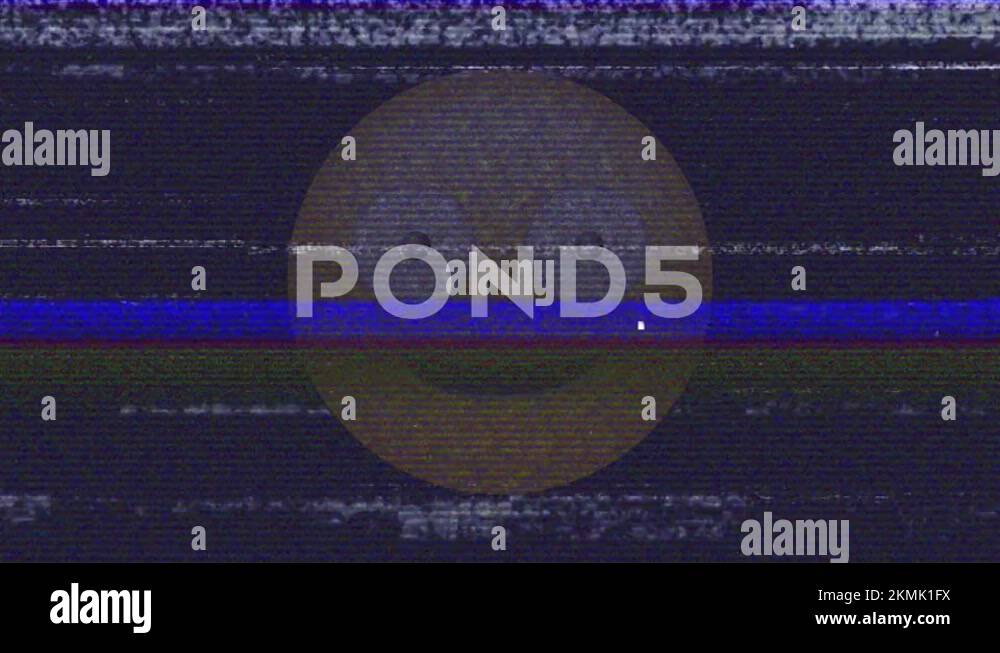 Digital animation of tv static effect over silly face emoji against ...