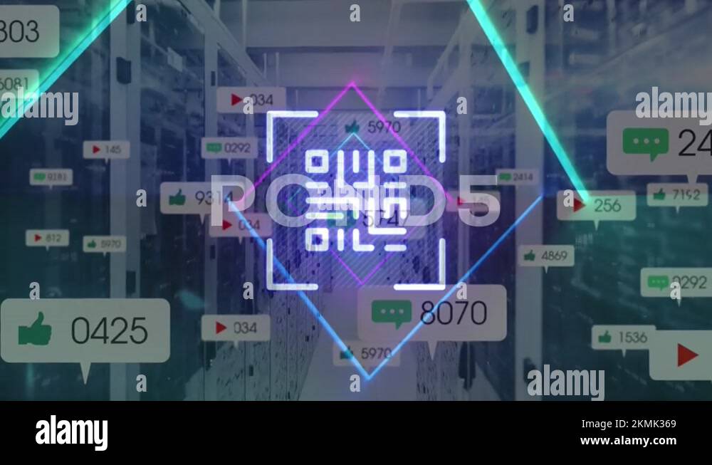 Animation of qr code over social media icons Stock Video Footage - Alamy