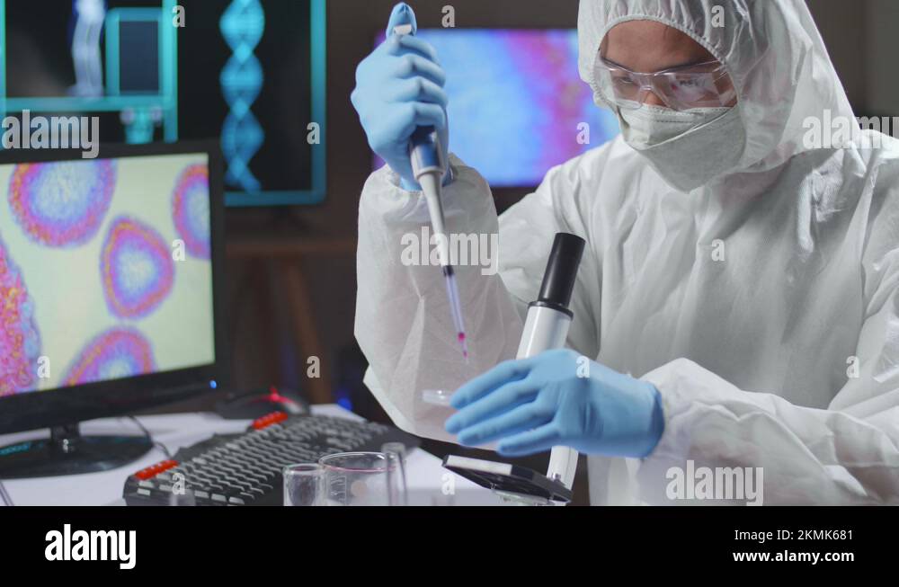 Asian Doctor Is Doing A Science Experiments And Developing Vaccine In A ...