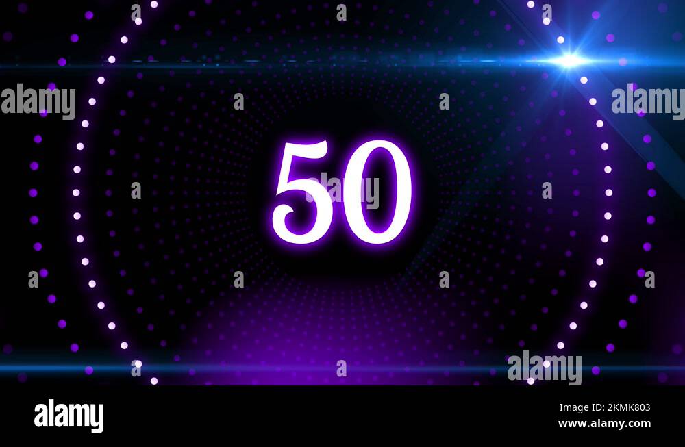 Glowing Purple Happy 50th Anniversary Text With Neon Led Light Circle ...