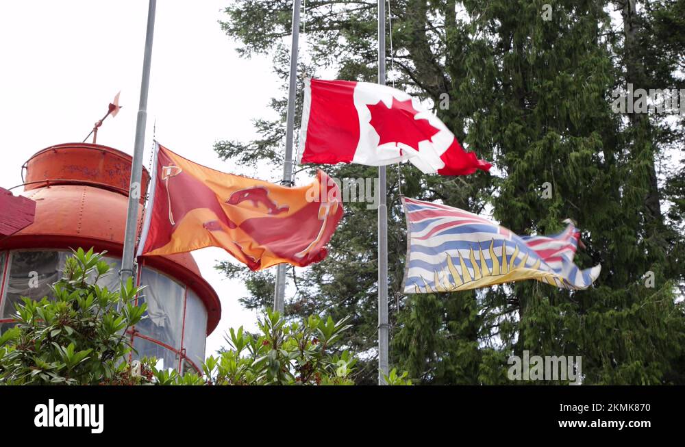 Canadian, British Columbia, and First Nations flag flying in Sooke on ...
