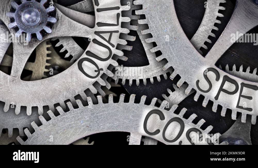 Tooth Wheels with Quality, Speed and Cost Concept Stock Video Footage ...