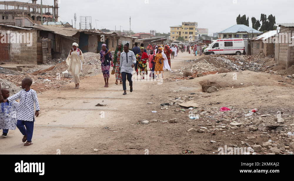 Muslim women neighborhood homes walk path Accra Ghana Africa 4K Stock ...