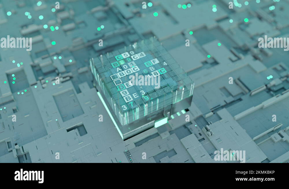 Central processing unit is decoding data seamless loop 3D render animation Stock Video Footage ...