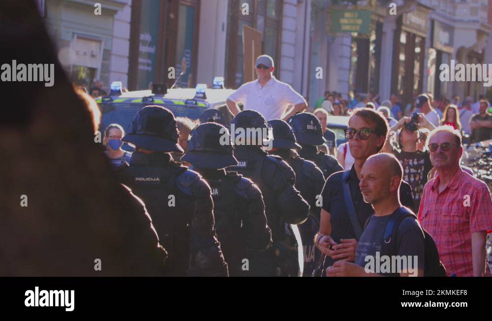 Crowd police officer control security social issues Stock Videos ...