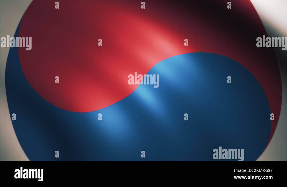The National Flag of South Korea (Taegukgi) Waving in the Wind (Zoom ...