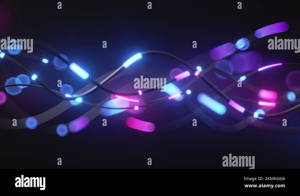 3d looping animation, abstract technology background with moving bokeh ...