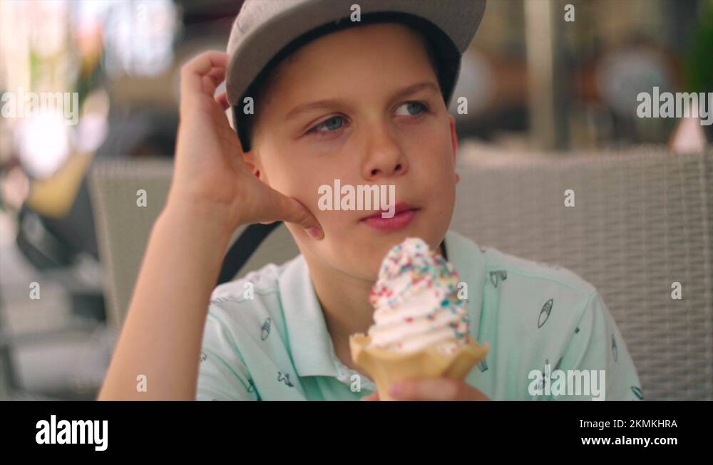 Boy eating ice cream cold treat smile Stock Videos & Footage - HD and ...