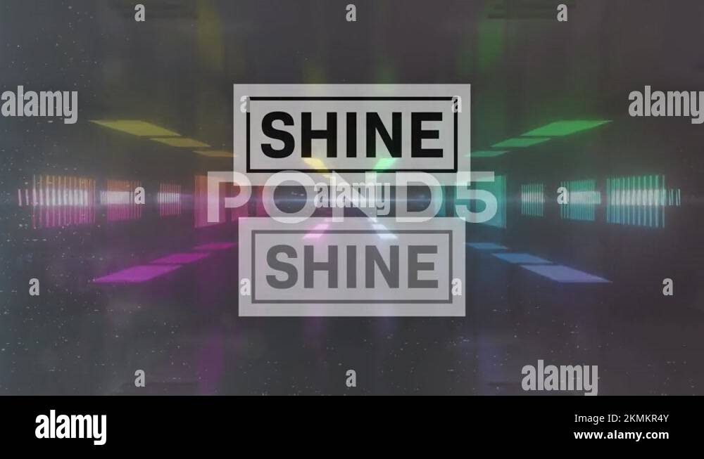 Animation of shine text in black and white letters over colorful ...