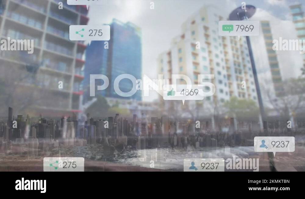 Digital icons with increasing numbers on multiple speech bubbles ...