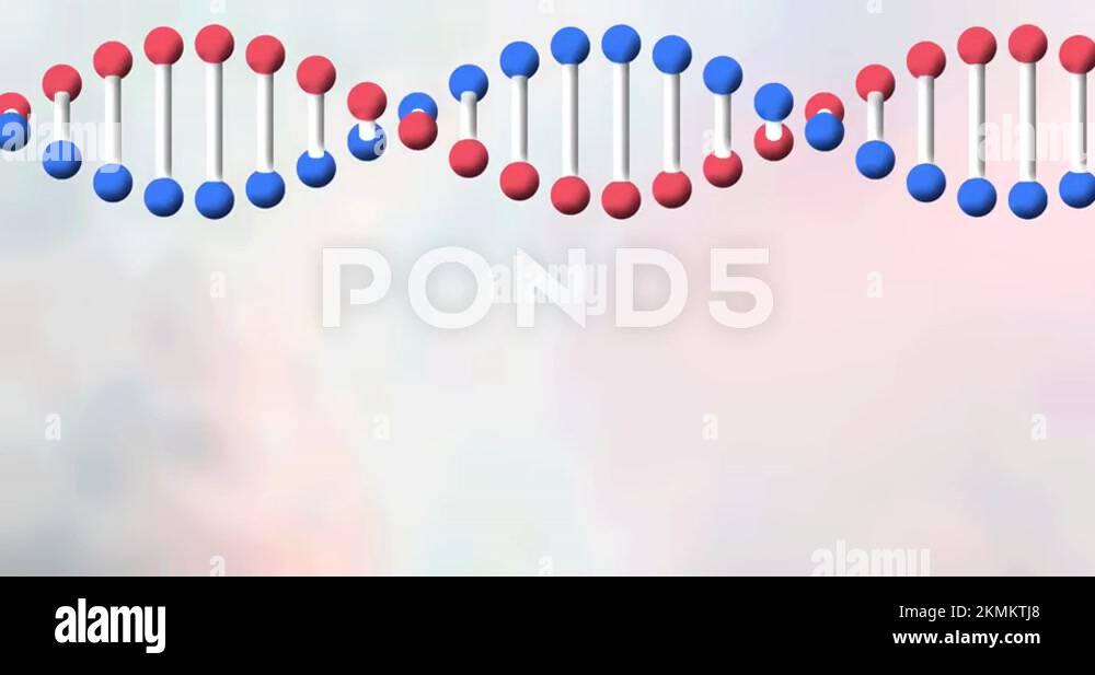 Digital animation of dna structure spinning against textured white ...
