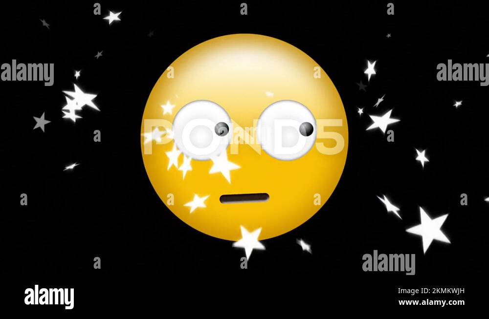 Digital animation of multiple star icons falling against confused face ...