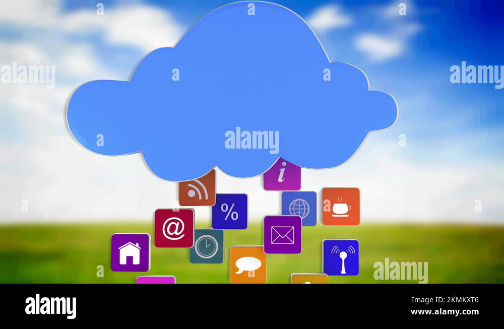 Animation cloud icons over blue Stock Videos & Footage - HD and 4K ...