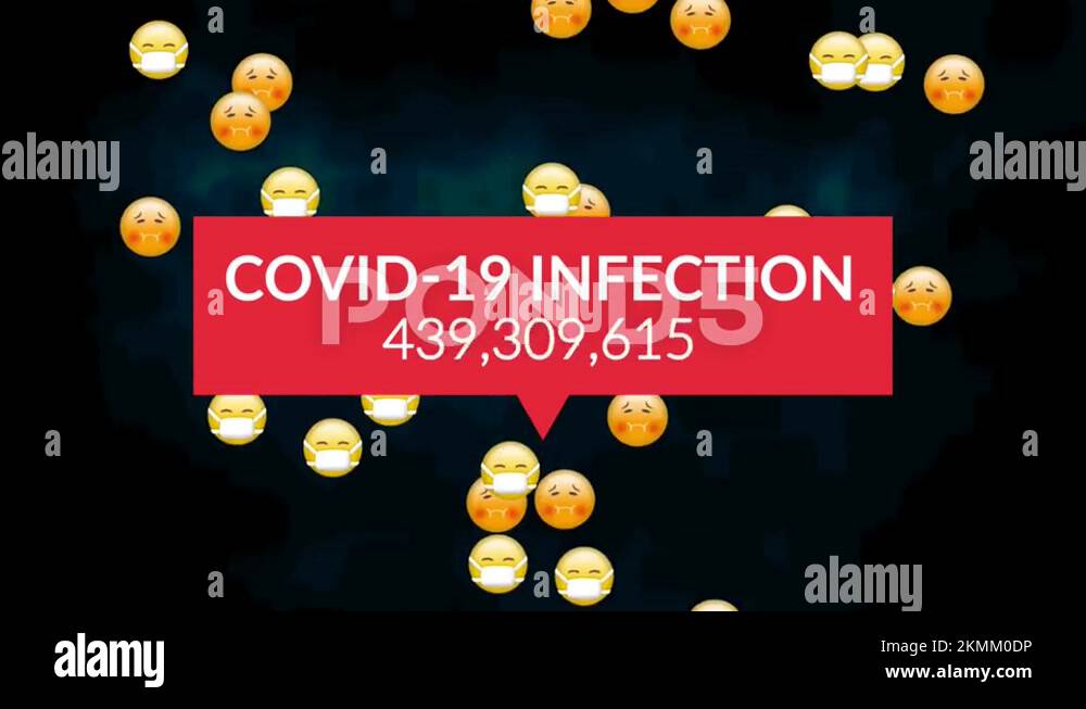 Animation of text covid 19 infection, with rising number and sick ...