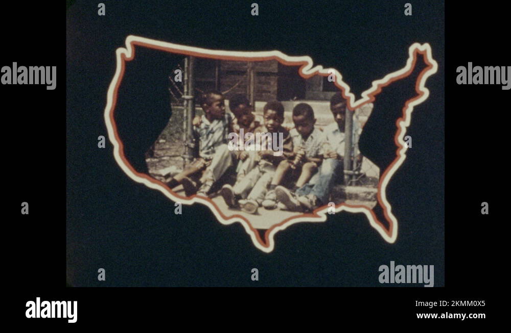 1970s: Map of United States, one half picture of man riding steer ...