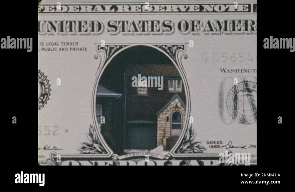 1970s: George Washington's image leaves dollar bill. Houses scroll ...