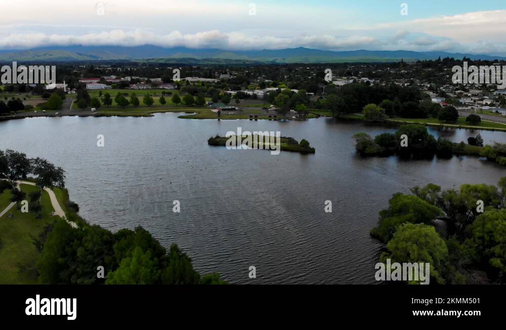 Calm Waters With Recreation Area And Dense Foliage. Henley Lake Park In ...