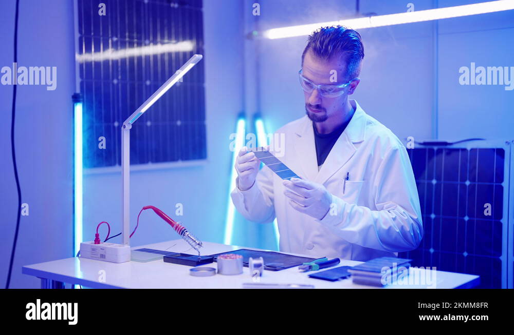 Laboratory process soldering solar cells in clean environment 4K Stock ...