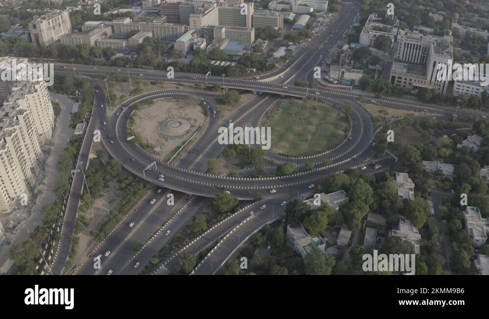 An aerial shot of the AIIMS flyover during COVID-19 lockdown in New ...