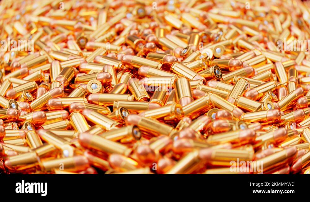 Seamless looping animation of shiny bullets. Munition depot. The ammo ...