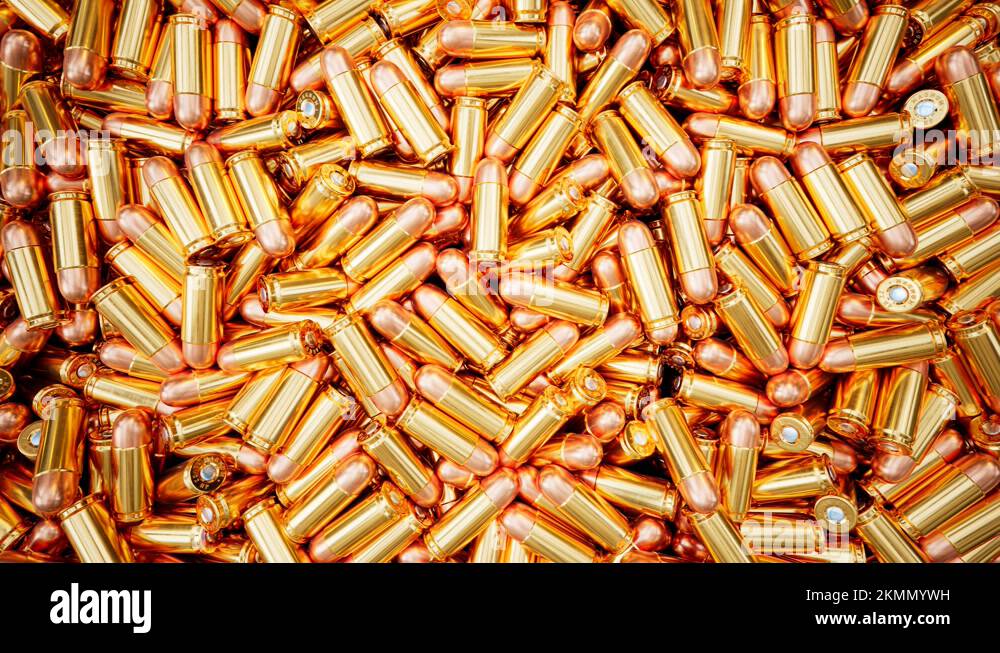 Seamless looping animation of shiny bullets. Munition depot. The ammo ...