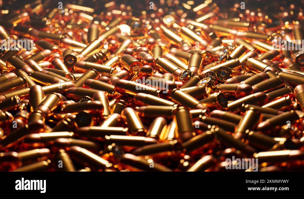 Seamless looping animation of shiny bullets. Munition depot. The ammo ...