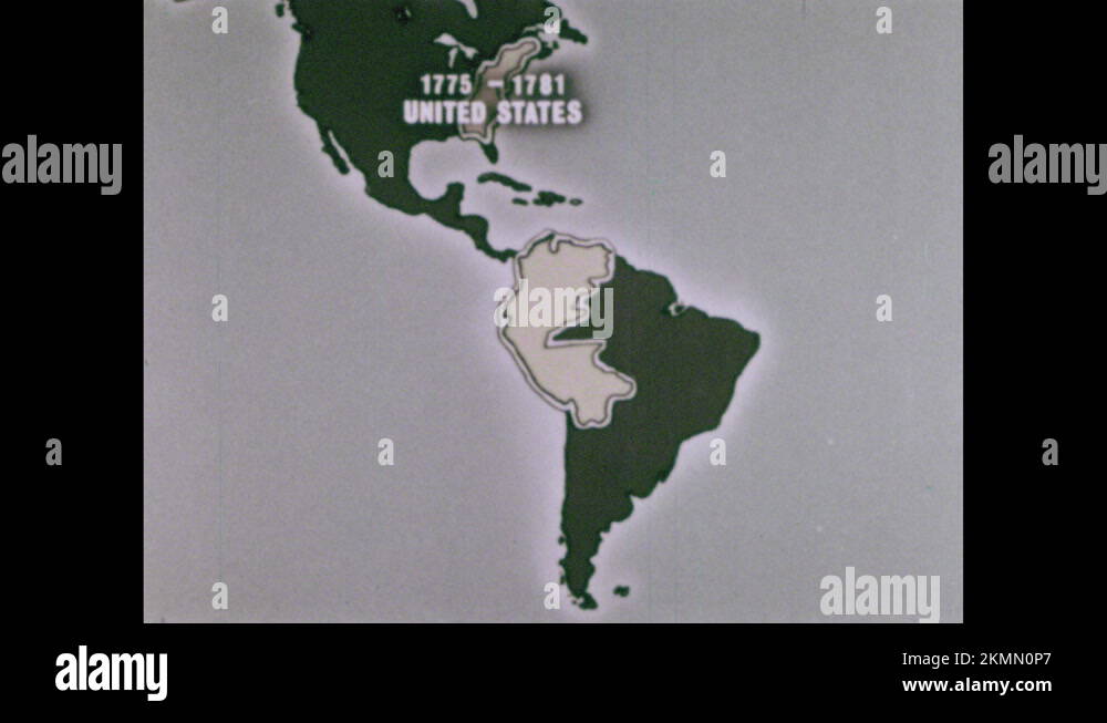 1960s: Map of North and South America, country names appear. River ...