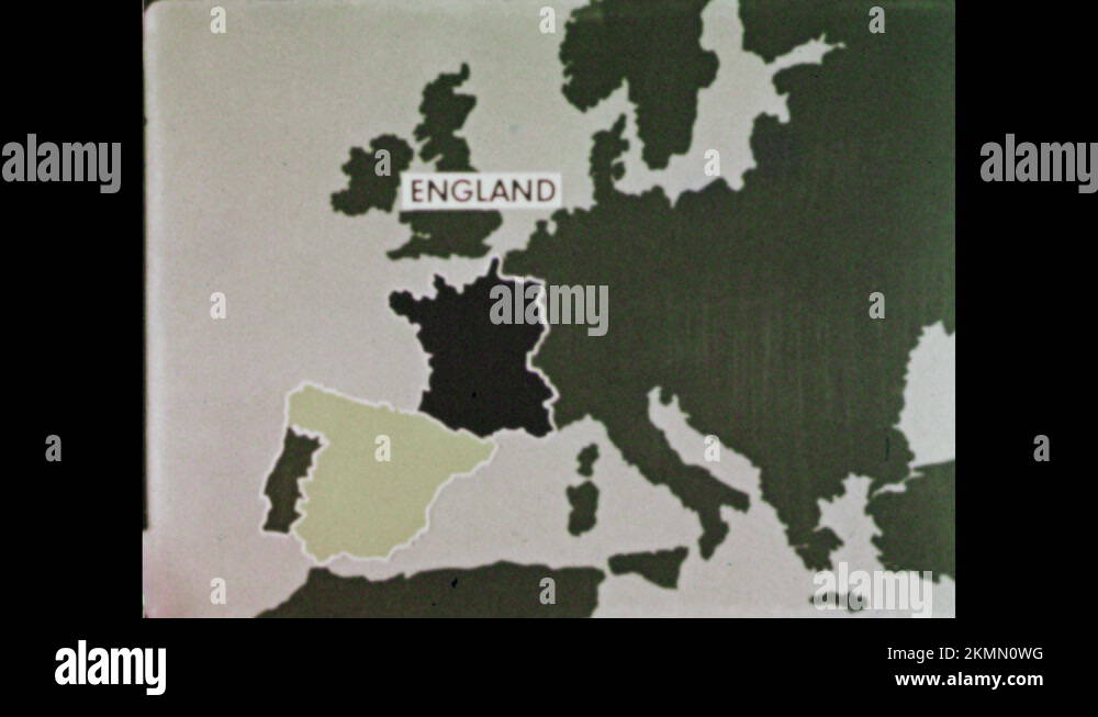 1970s: Map of Europe. Painting of Henry the 8th and Queen Elizabeth ...