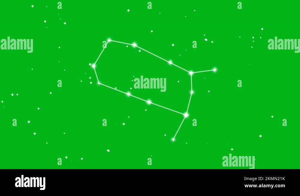 Representation of zodiac sign Gemini with twinkling stars on green ...