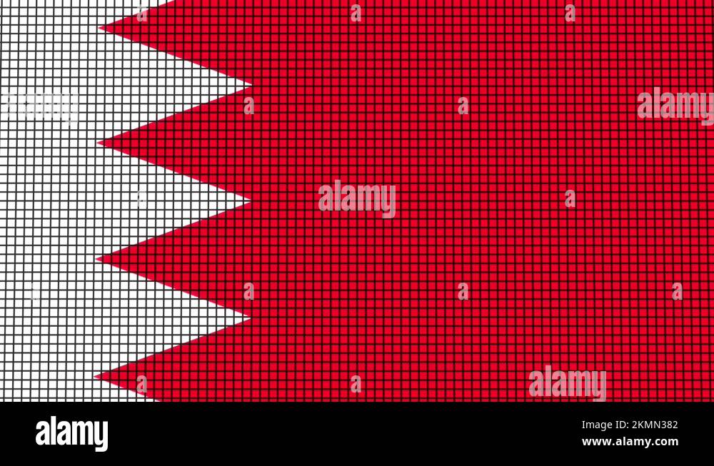 Bahrain Flag animated in pixel grid style technology background Stock ...