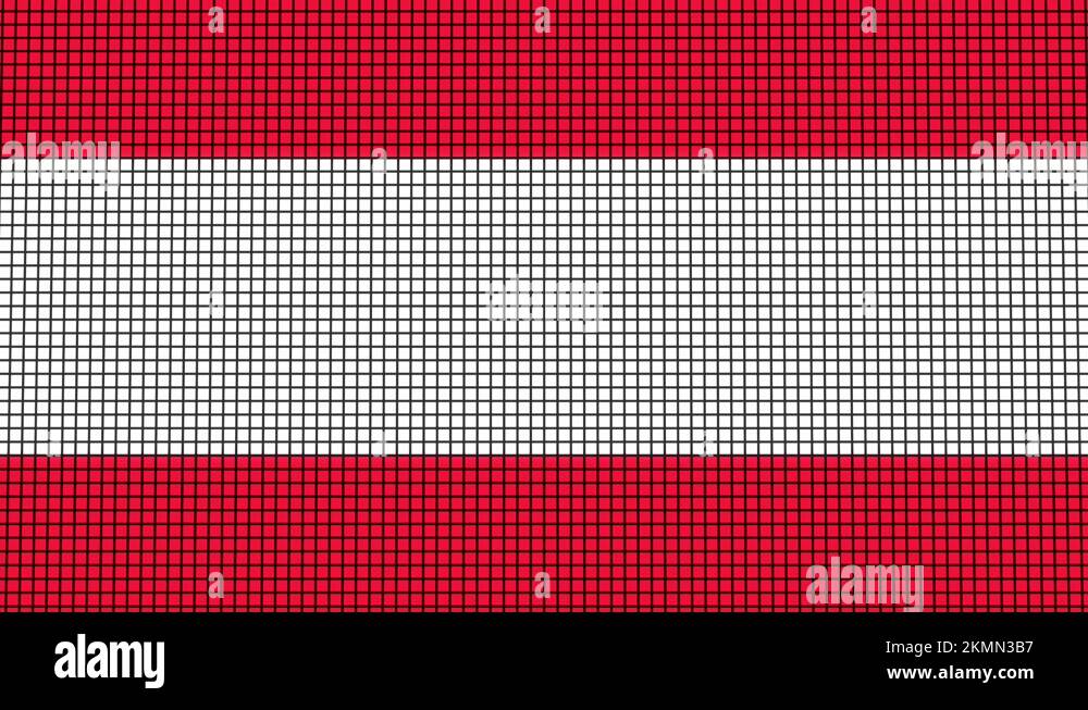 Austria Flag animated in pixel grid style technology background Stock ...