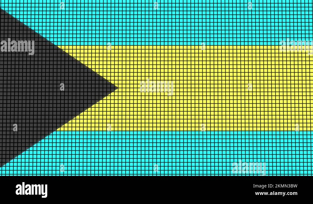 Bahamas Flag animated in pixel grid style technology background Stock ...