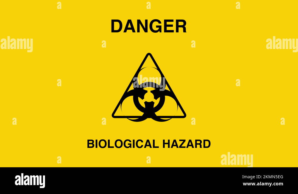 Danger Biohazard Symbol Sign Animation on White Background and Green ...
