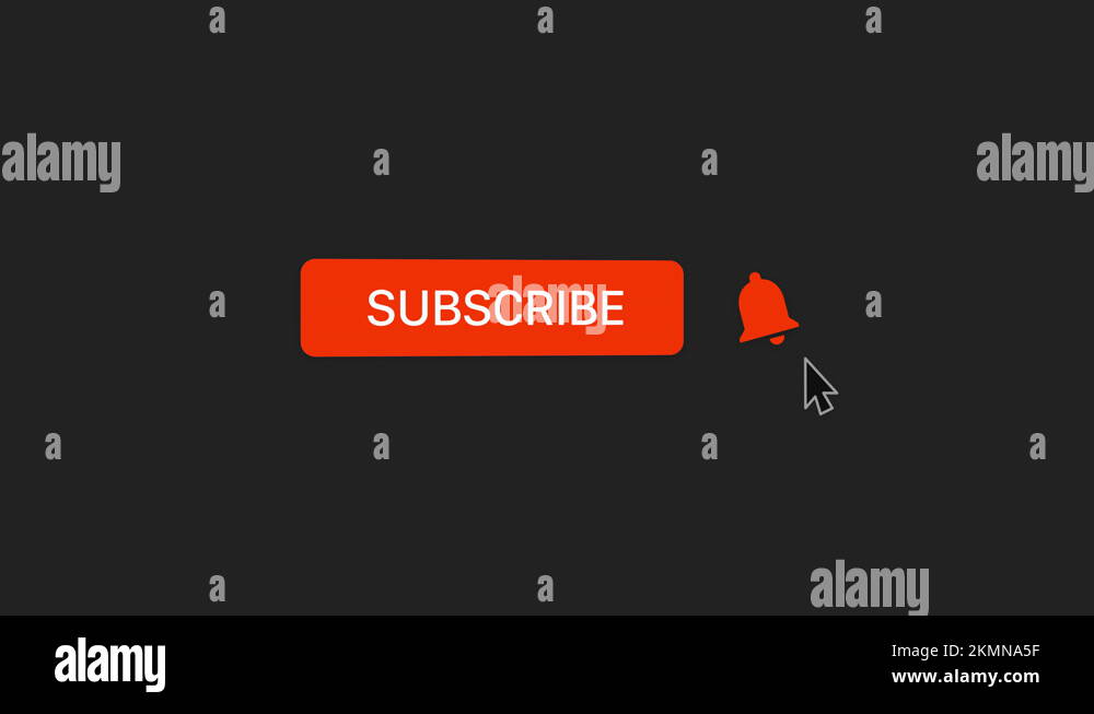 Mouse Click on "Subscribe" Button and Bell Notification Icon Stock ...