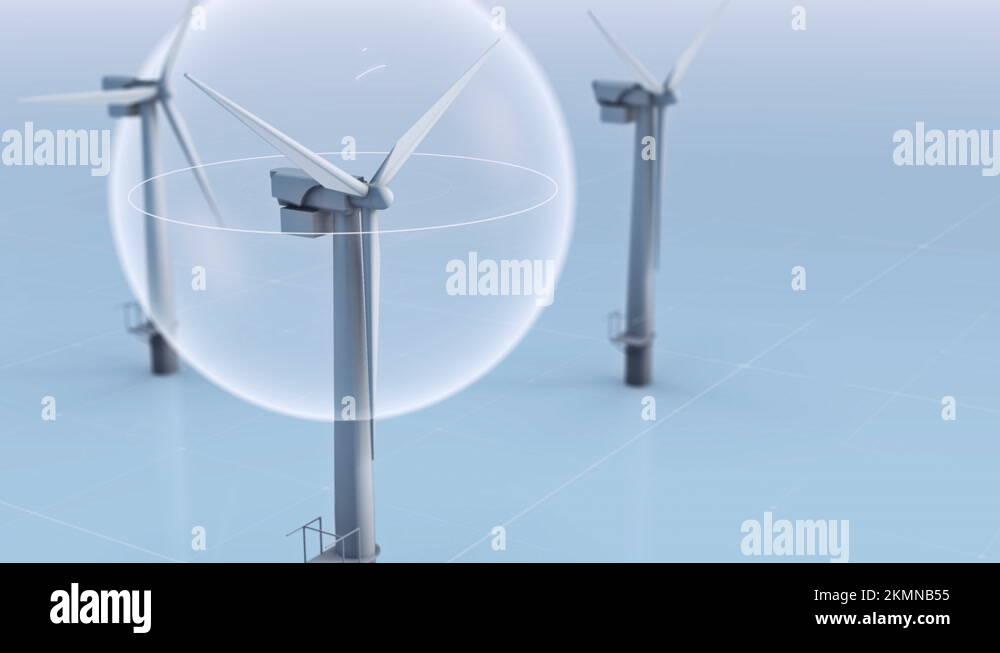 Wind Turbines. Rotation of Blades around a Rotor. Power Supply ...