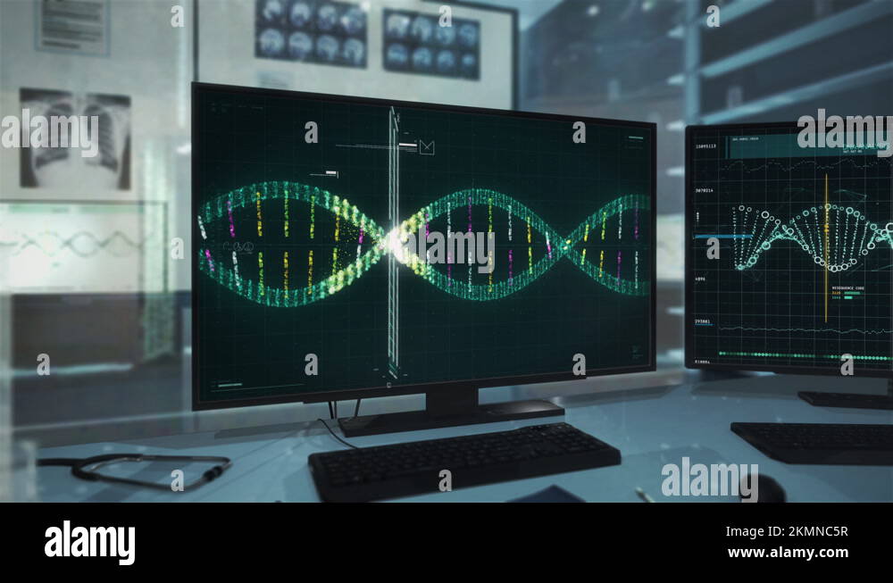 Biological Virus Laboratory Studying The Structure Of A DNA On A 3D ...