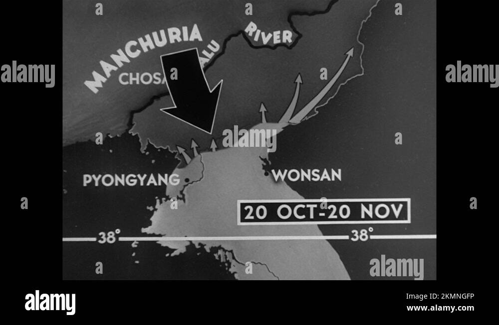 1940s: Map of Pyongyang and Wonsan. Arrows extend on map from Pyongyang ...