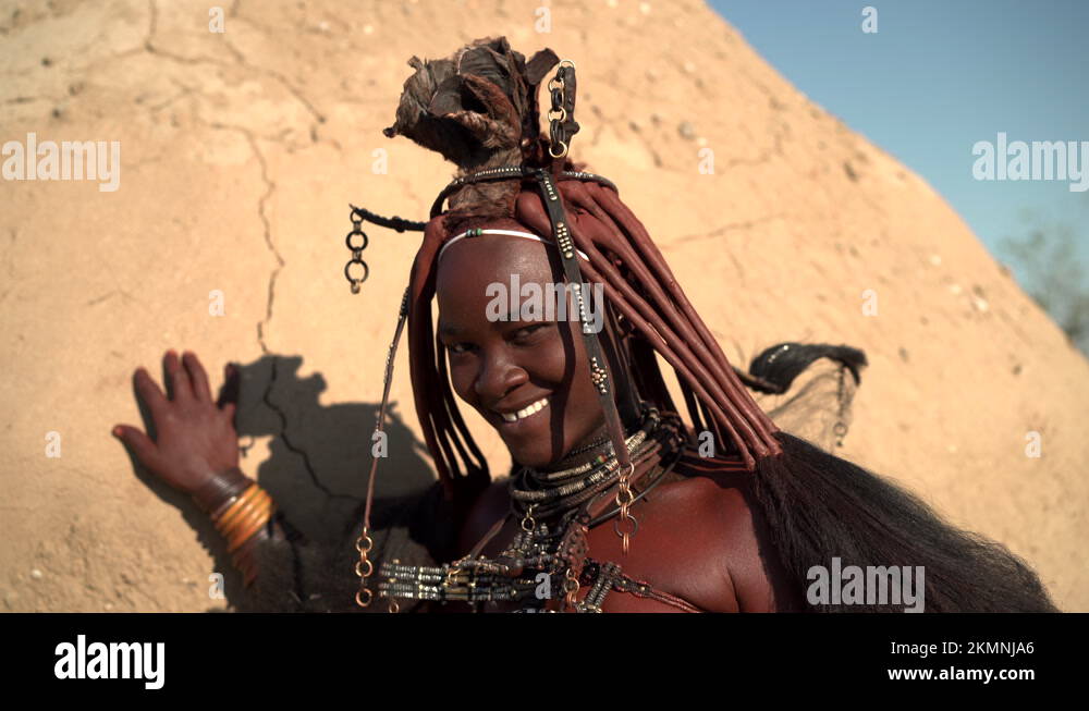Beautiful Himba Woman Wearing Traditional Jewelry and Headpiece ...