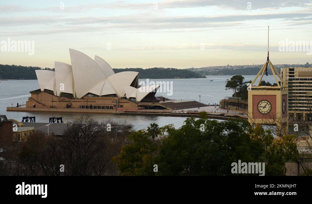 The Opera House and city clock in Sydney 4K Stock Video Footage - Alamy