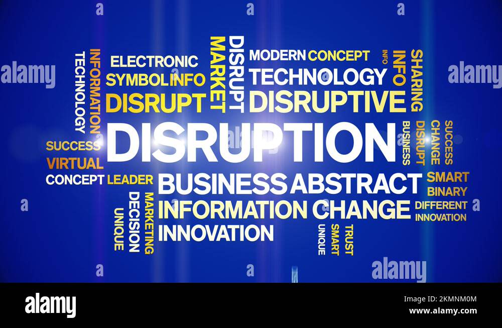 Disruption animated word cloud,animation kinetic typography seamless ...