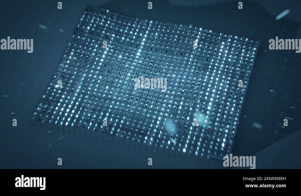 Blue matrix of binary code isometric 3D render seamless loop animation Stock Video Footage - Alamy