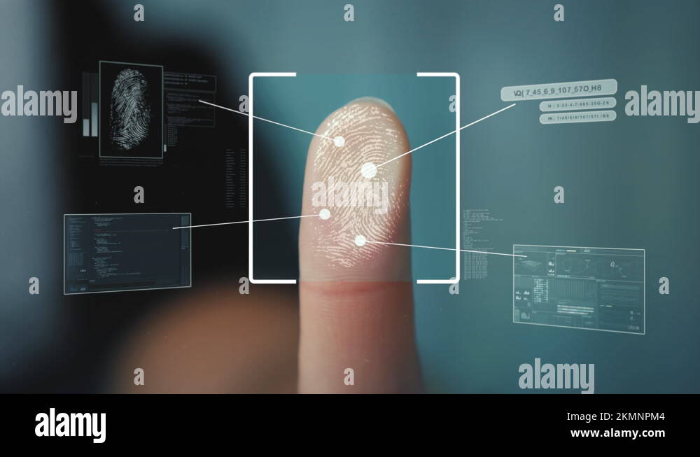 Login with fingerprint scanning technology provides access with biometrics Stock Video Footage ...